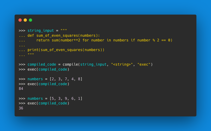 🐍⚙️ Python Tricks — Running Code From A String Input Pythons Built In Exec Function Allows