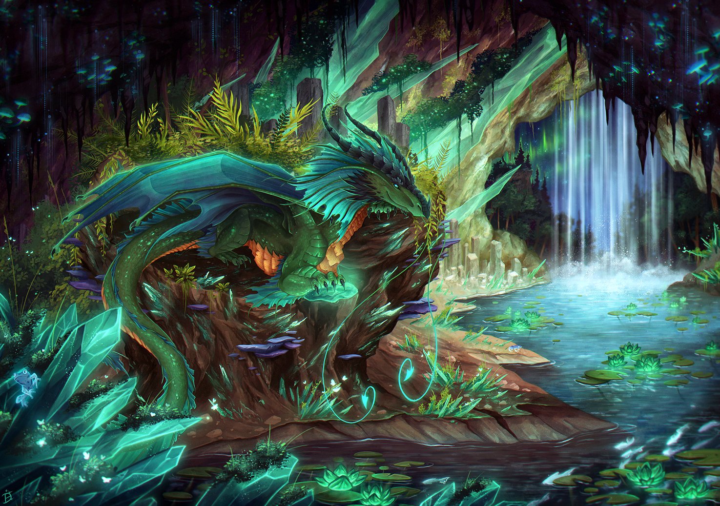 Danielle English on Twitter: "Emerald Haven. Commission for @pisqcurio featuring their dragon ...