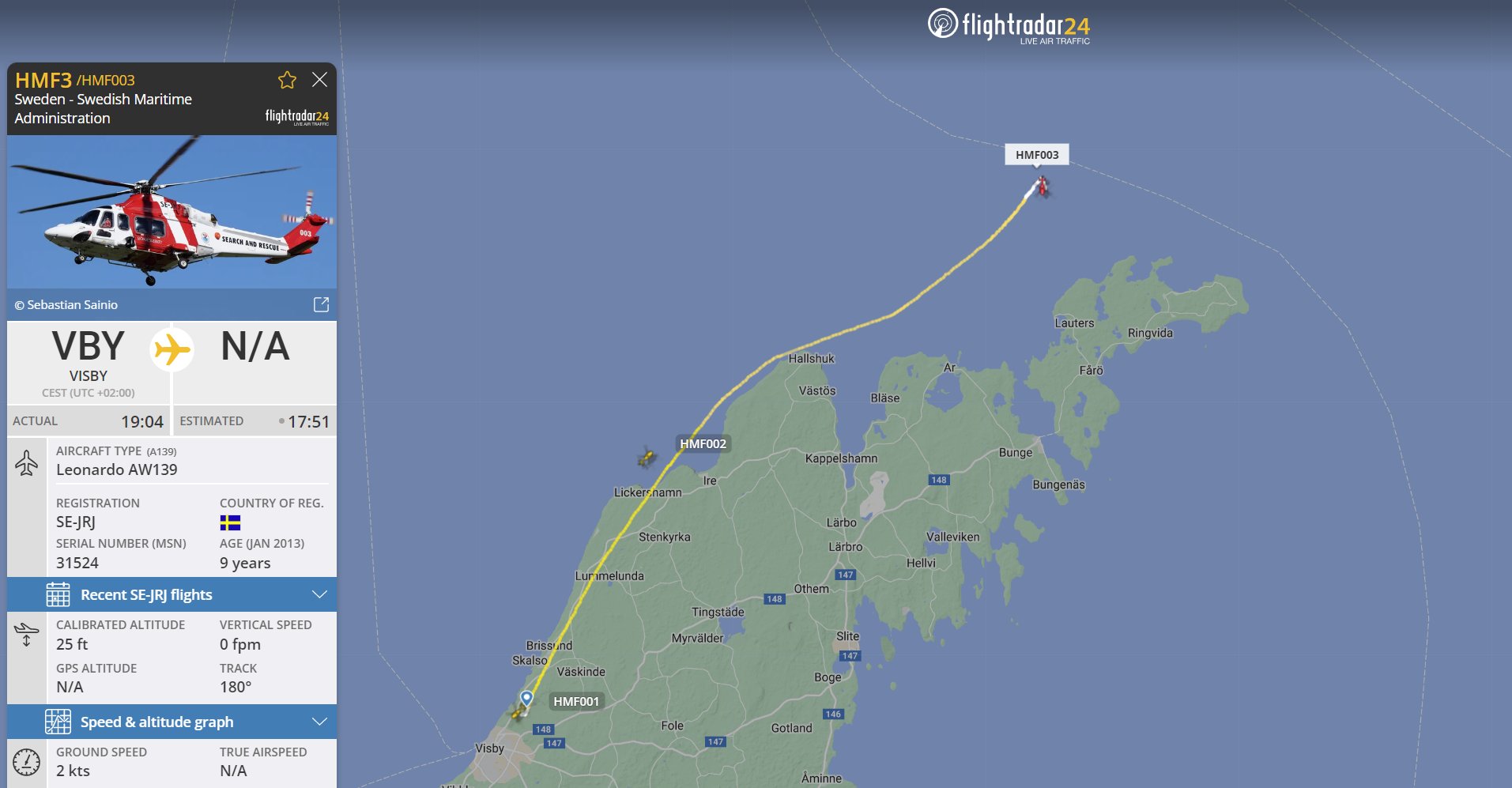 Flightradar24 on Twitter: "Swedish Maritime Administration is using helicopters to evacuate ...
