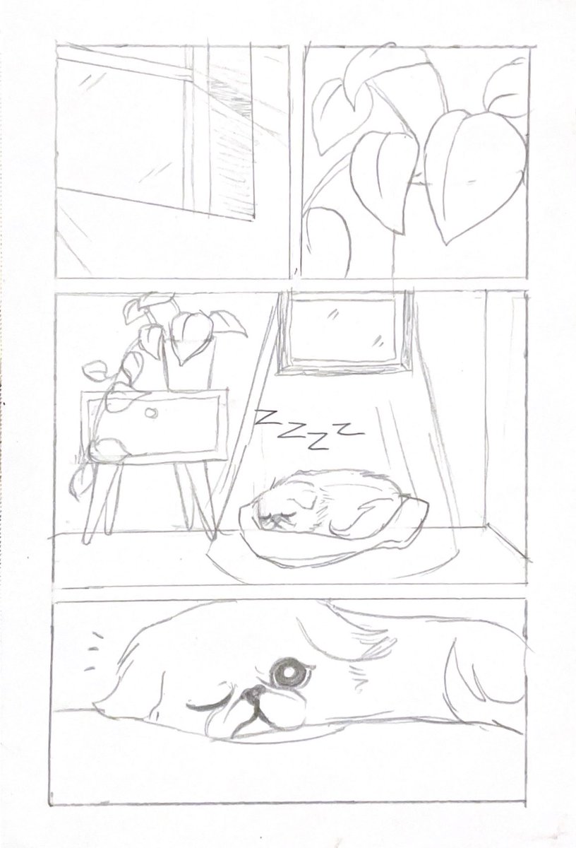 「another small pencil comic (4 x 6 in) about my dog and how h」Angel C. 🌞の漫画