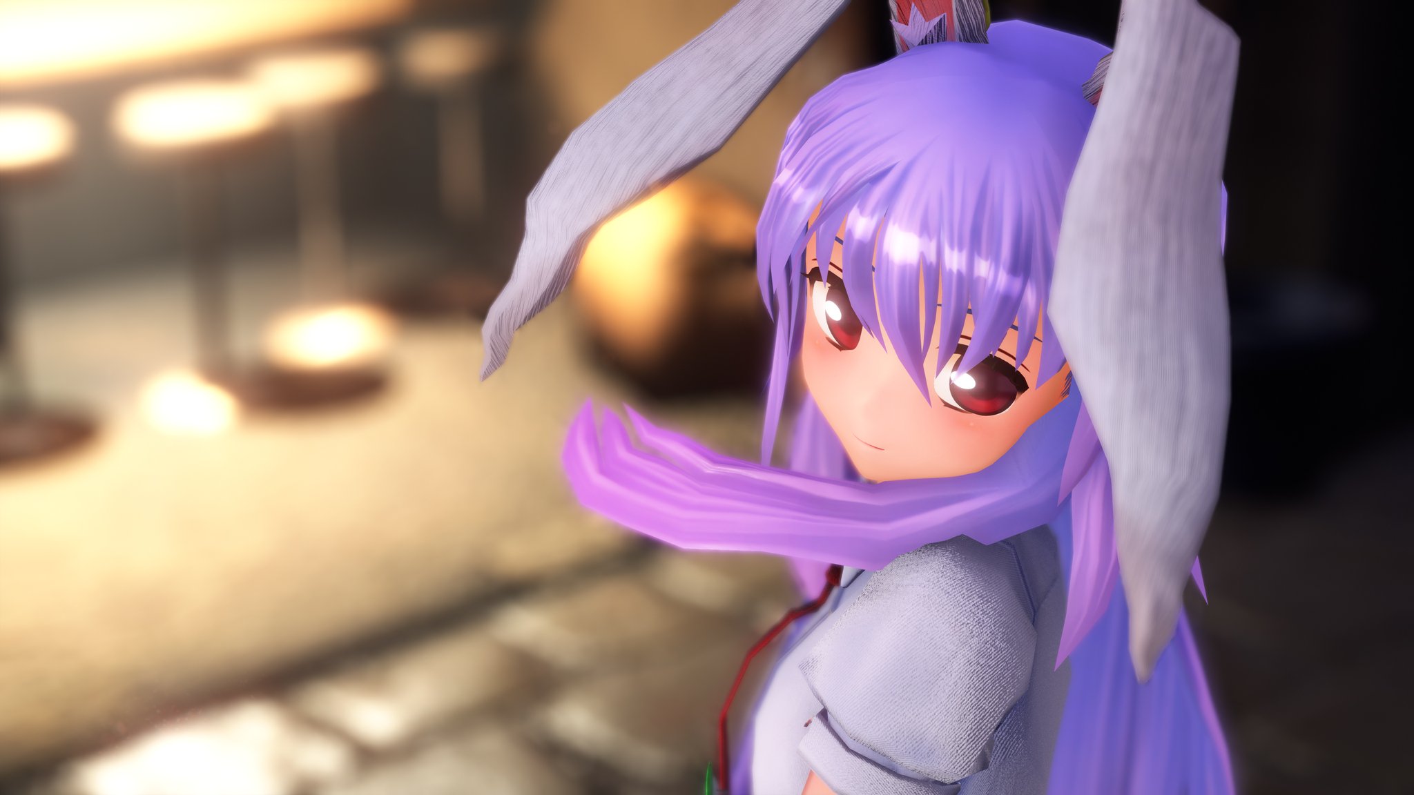 8THMMD on Twitter: "うどんちゃんで"酔いどれ知らず"制作中。 楽曲等のクレジットは前回ツイートに記載。 うどんげ：ゴマボウ様 ステージ：須々木ピコリ様 #MMD #東方 ...