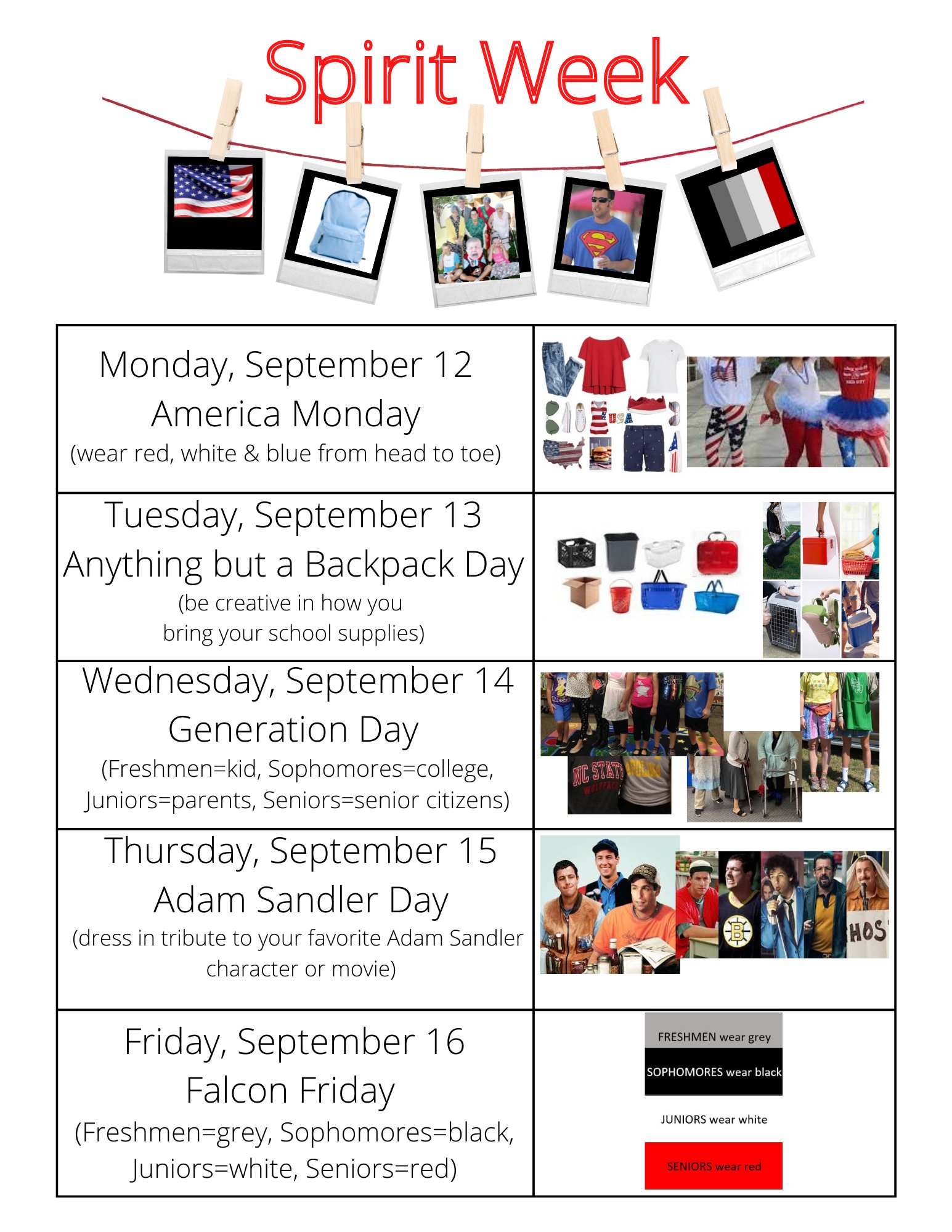 Monday Spirit Week American Outfits