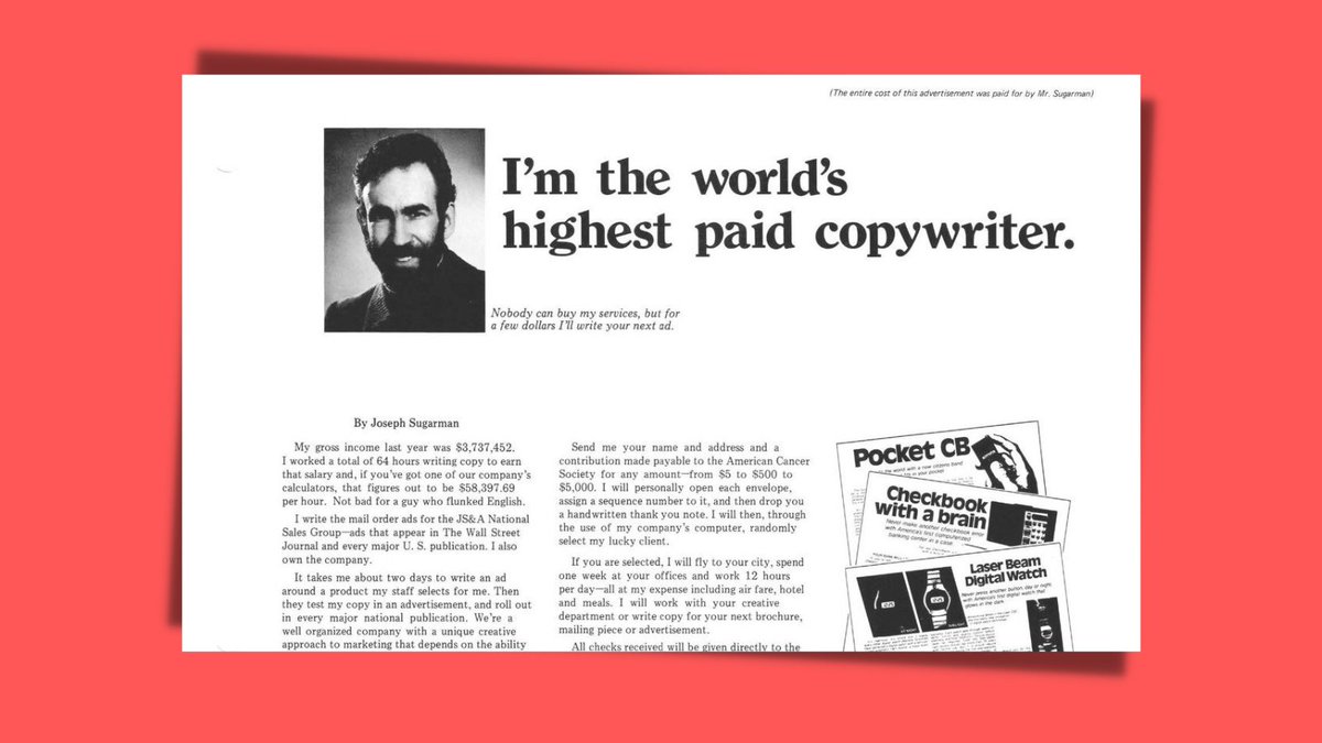 In 1977, World's Highest-paid Copywriter Joe Sugarman hosted seminars ...
