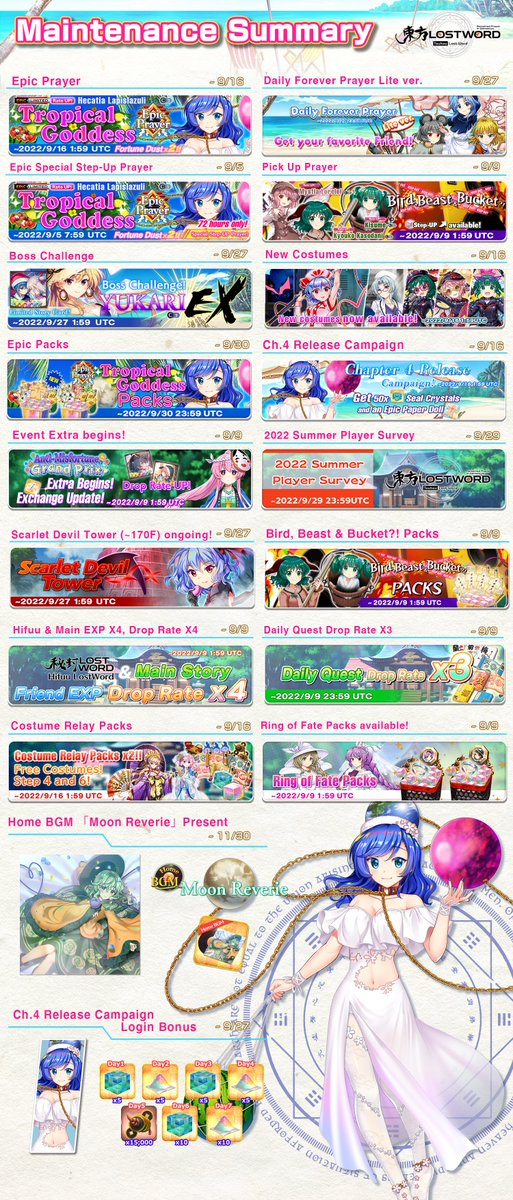Touhou LostWord on Twitter: "Hi friends, Touhou LostWord’s official maintenance will be held on ...