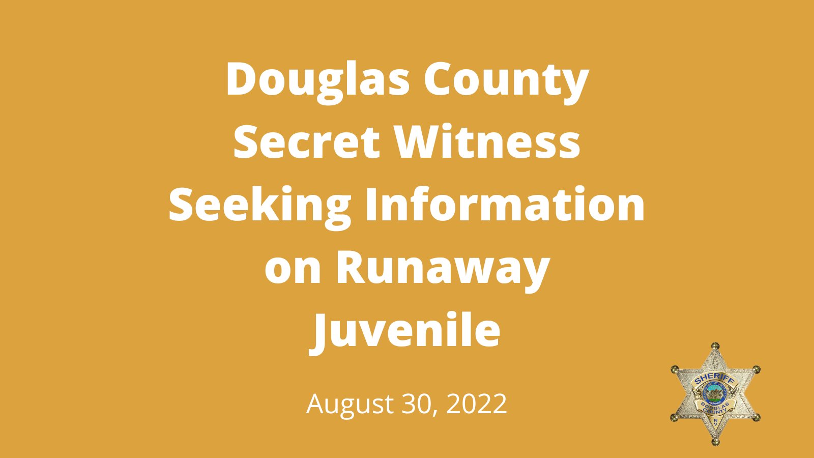Douglas Co Sheriff on Twitter: ""Douglas County Secret Witness Seeking Information on Runaway ...