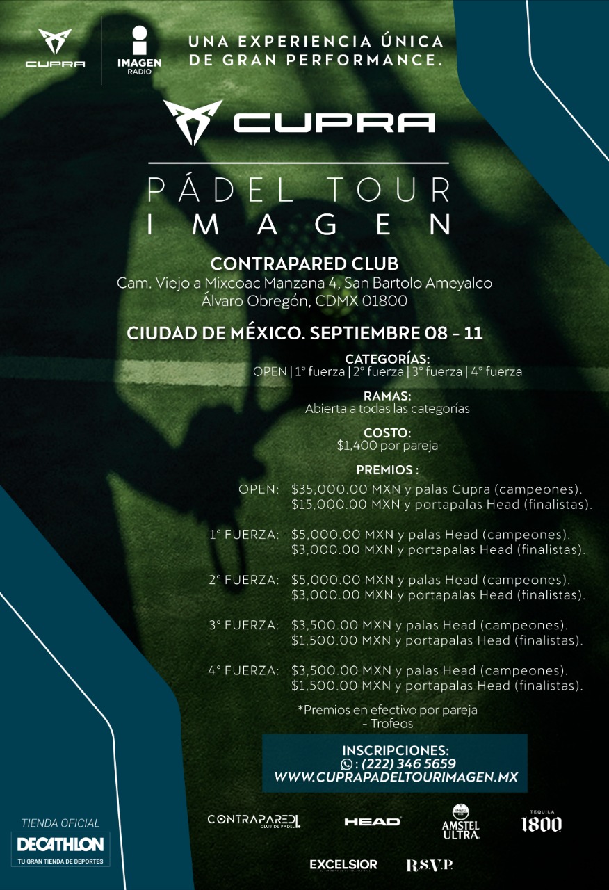 Imagen Radio on Twitter: "CUPRA PÁDEL TOUR IMAGEN etapa 4 del 8 al 11 de septiembre en Ciudad de ...