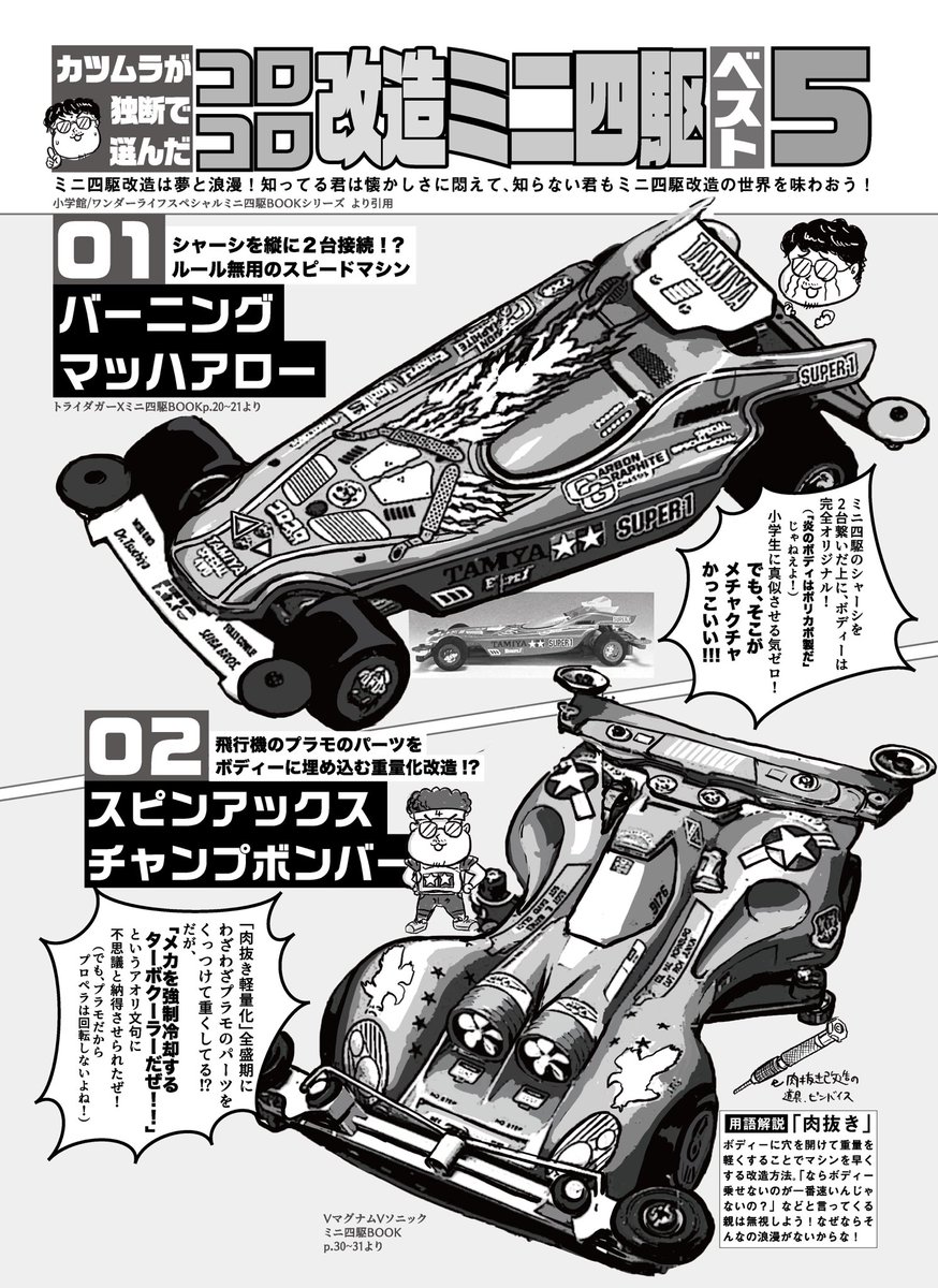 「オマケ:コロコロで特集されてた改造ミニ四駆で個人的に好きなやつ #COMITIA #コミティア #ミニ四駆 」勝村さん家のマンガ会_ｺﾐｹ(日)西は24aの漫画