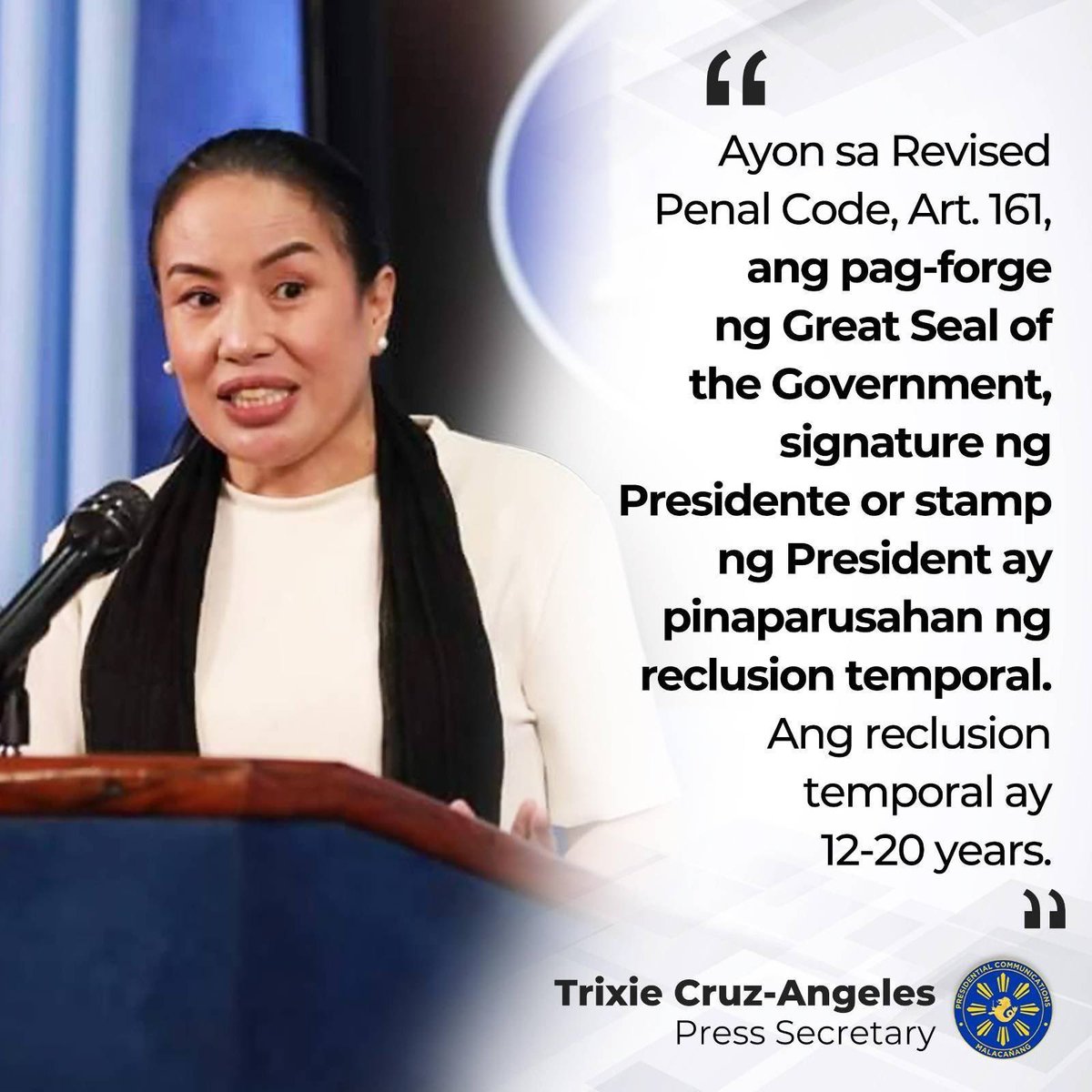 Office of the Press Secretary on Twitter: "Ipinaliwanag ni Press Secretary Trixie Cruz-Angeles ...