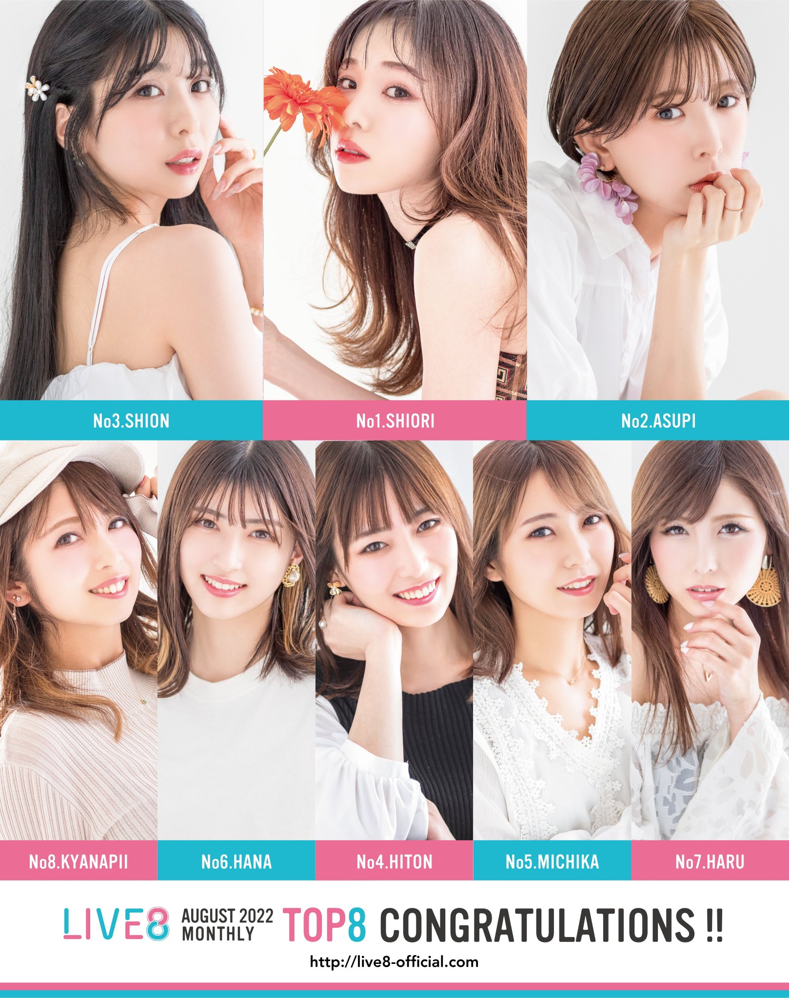 LIVE8_official on Twitter: "EVERY LIVE 2022.8月度の LIVE8 TOP8を発表 👏🏻 応援いただきました全てのリスナーの皆様に感謝し、9月も ...