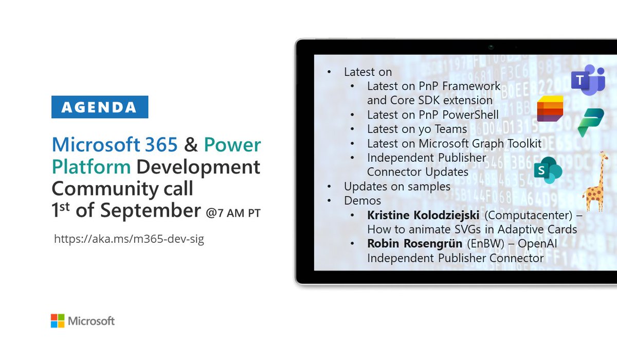 Microsoft 365 Developer on Twitter: "📅 Agenda for the #Microsoft365dev & #PowerPlatform ...