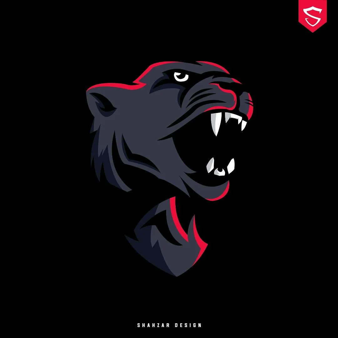 Black Panther Sports Logo Red