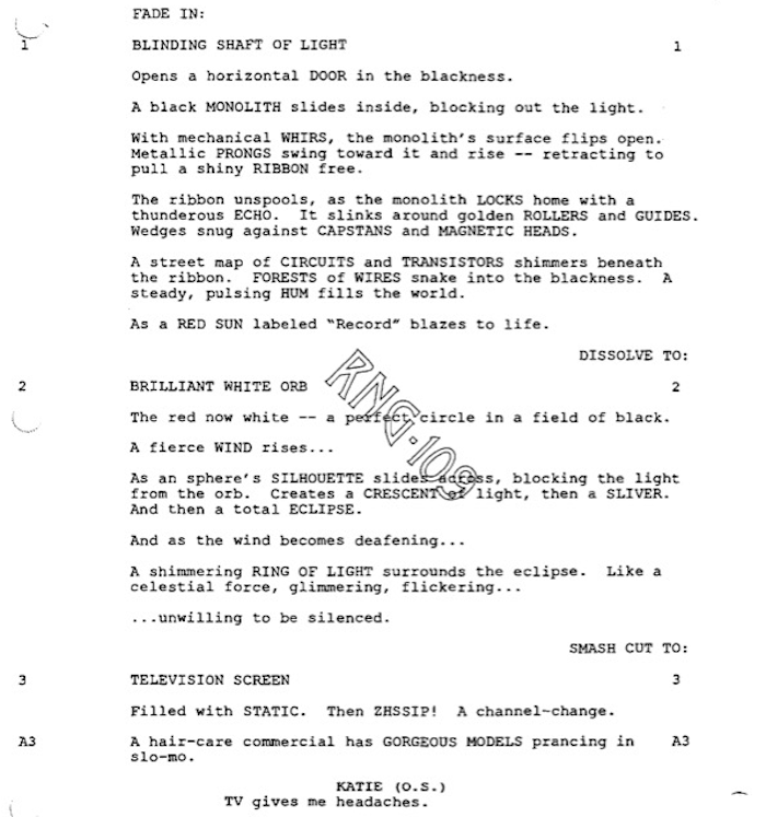 Scott Myers on Twitter: "Page One: "The Ring" (2002), screenplay by Ehren Kruger, novel by Kôji ...