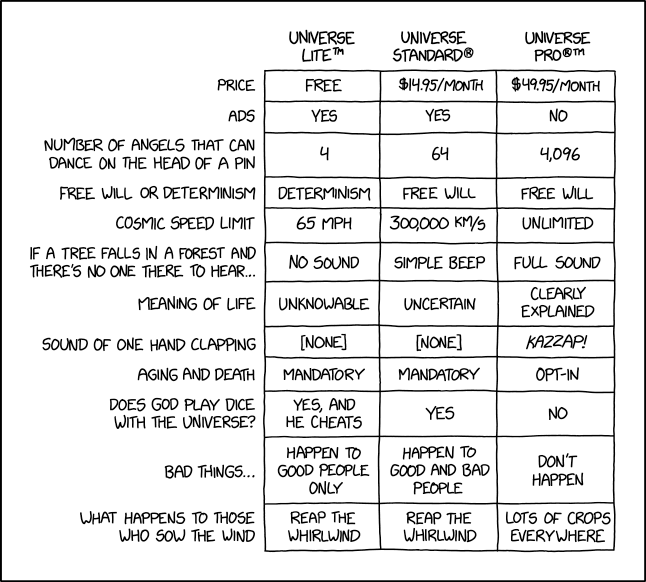XKCD Comic on Twitter: "Universe Price Tiers https://t.co/2xsGS67DwK https://t.co/YeciOnBB4C ...
