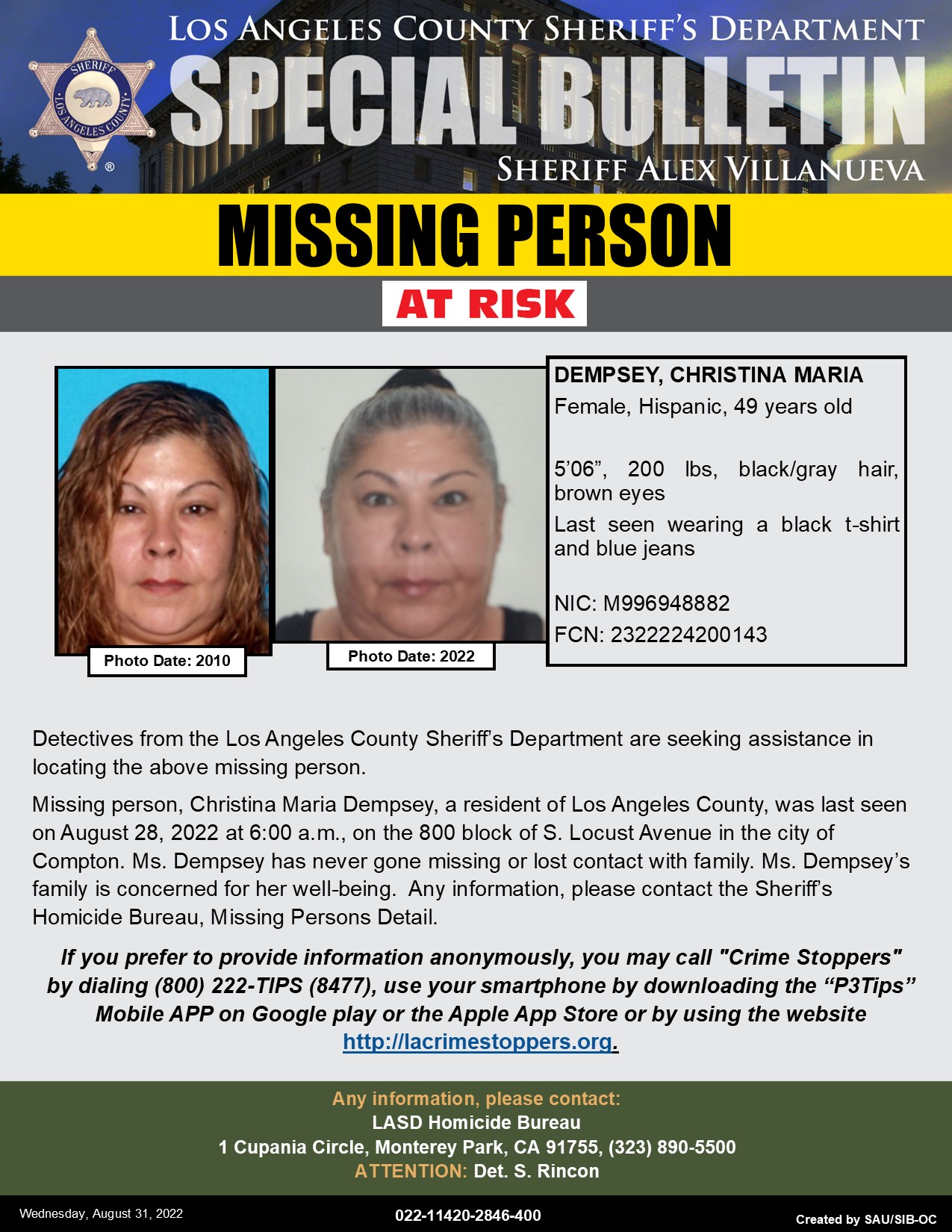 LA County Sheriffs on Twitter: "#LASD is Asking for the Public's Help Locating At-Risk Missing ...