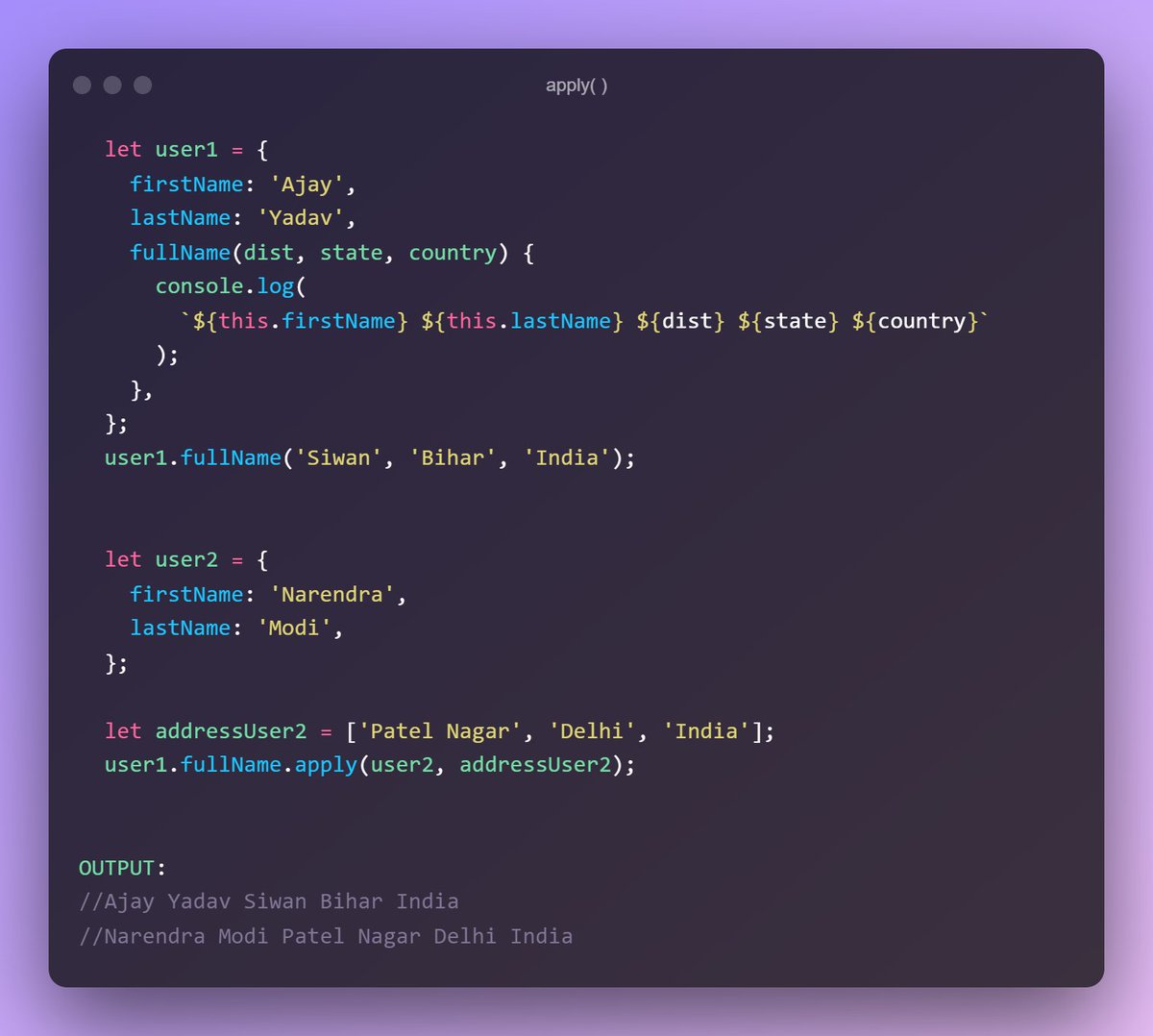 📢 The Ultimate Guide To The `apply( )` Method In JavaScript! 🧵 ↓ ...