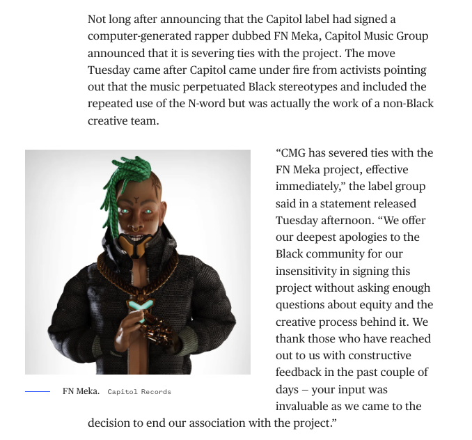 Richard Hanania on Twitter: "Capitol Records signed a rapper created by artificial intelligence ...