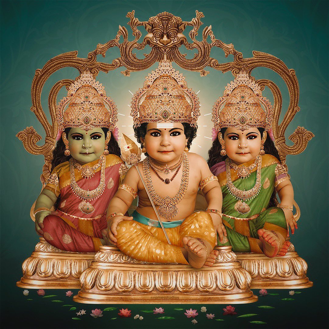 Lord Murugan With Valli Deivanai