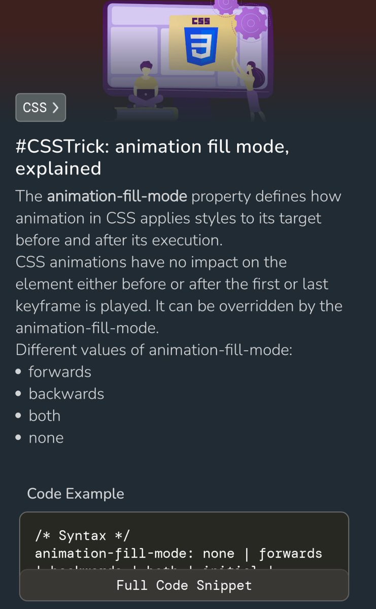 Devbytes On Twitter The Animation Fill Mode Property Defines How Animation In Css Applies 4552