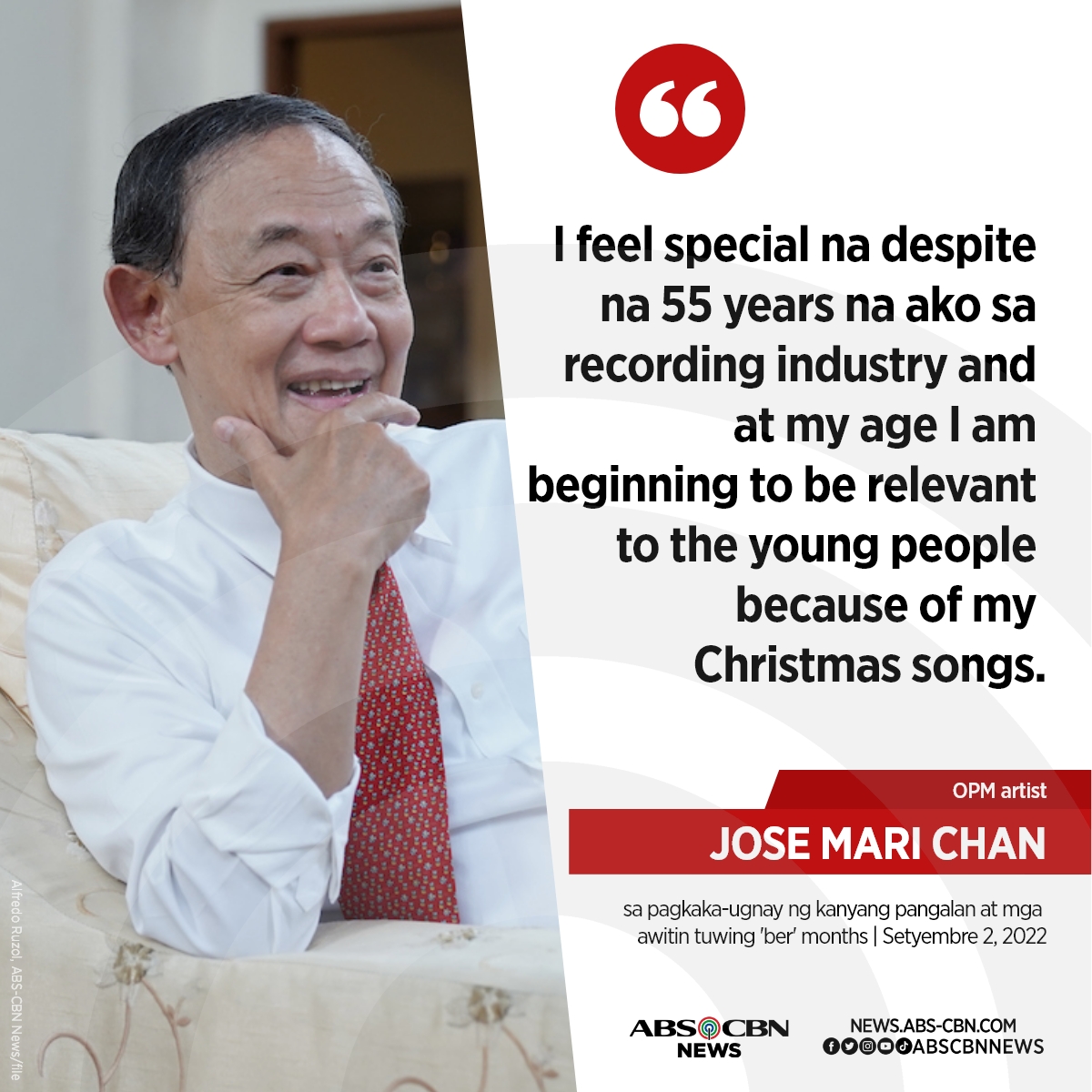 ABS-CBN News on Twitter: "Jose Mari Chan thanked Filipinos, even the young ones for making him ...