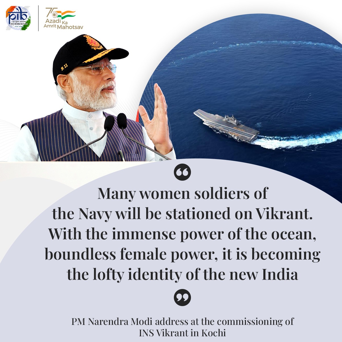 PIB India on Twitter: "PM @narendramodi address at the commissioning of INS Vikrant in Kochi ...