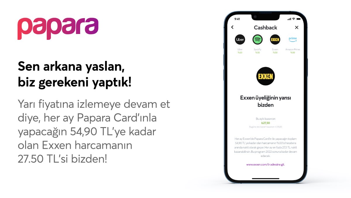 Papara on Twitter: "Exxen fiyatı arttı ama biz de boş durmadık. 😉 Hadi, Exxen’i yarı fiyatına ...