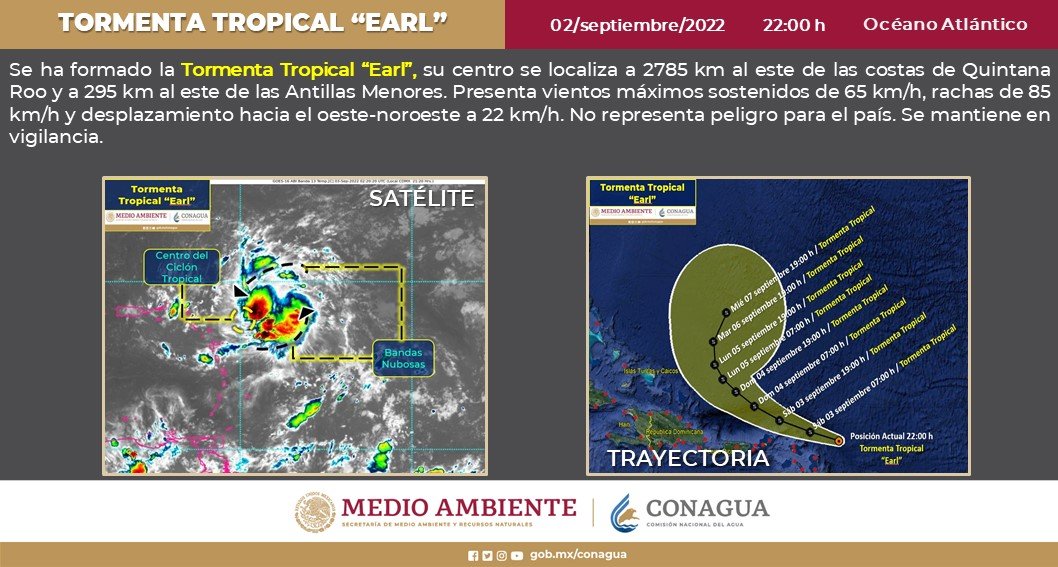 Protección Civil Cancún on Twitter: "⚠️ TORMENTA TROPICAL "EARL" Se ha formado la Tormenta ...