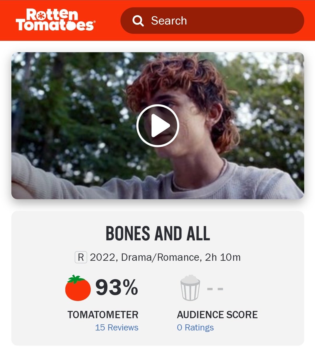 DiscussingFilm on Twitter: "Luca Guadagnino's 'BONES AND ALL' debuts on Rotten Tomatoes at 93% ...
