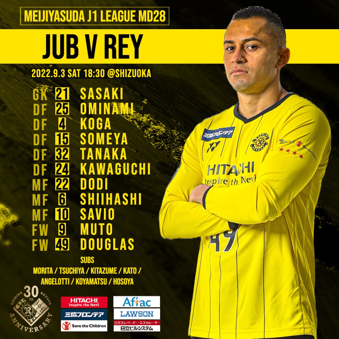 柏レイソルOFFICIAL on Twitter: "明治安田生命J1リーグ 第28節 磐田 vs 柏 スタメン GK 佐々木雅士 DF 大南拓磨、古賀太陽、染谷悠太、田中隼人、川口尚紀 MF ...