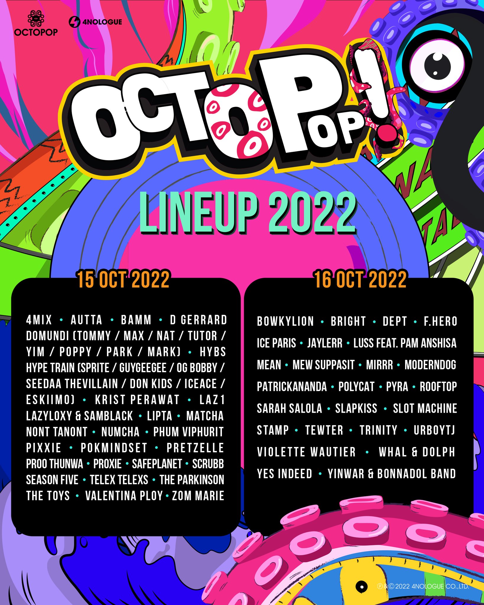 OCTOPOP on Twitter: "🔦 UPDATE LINE UP & TICKET PACKAGE ใครที่รออยู่ว่าศิลปินของเราจะมาวันไหน ...