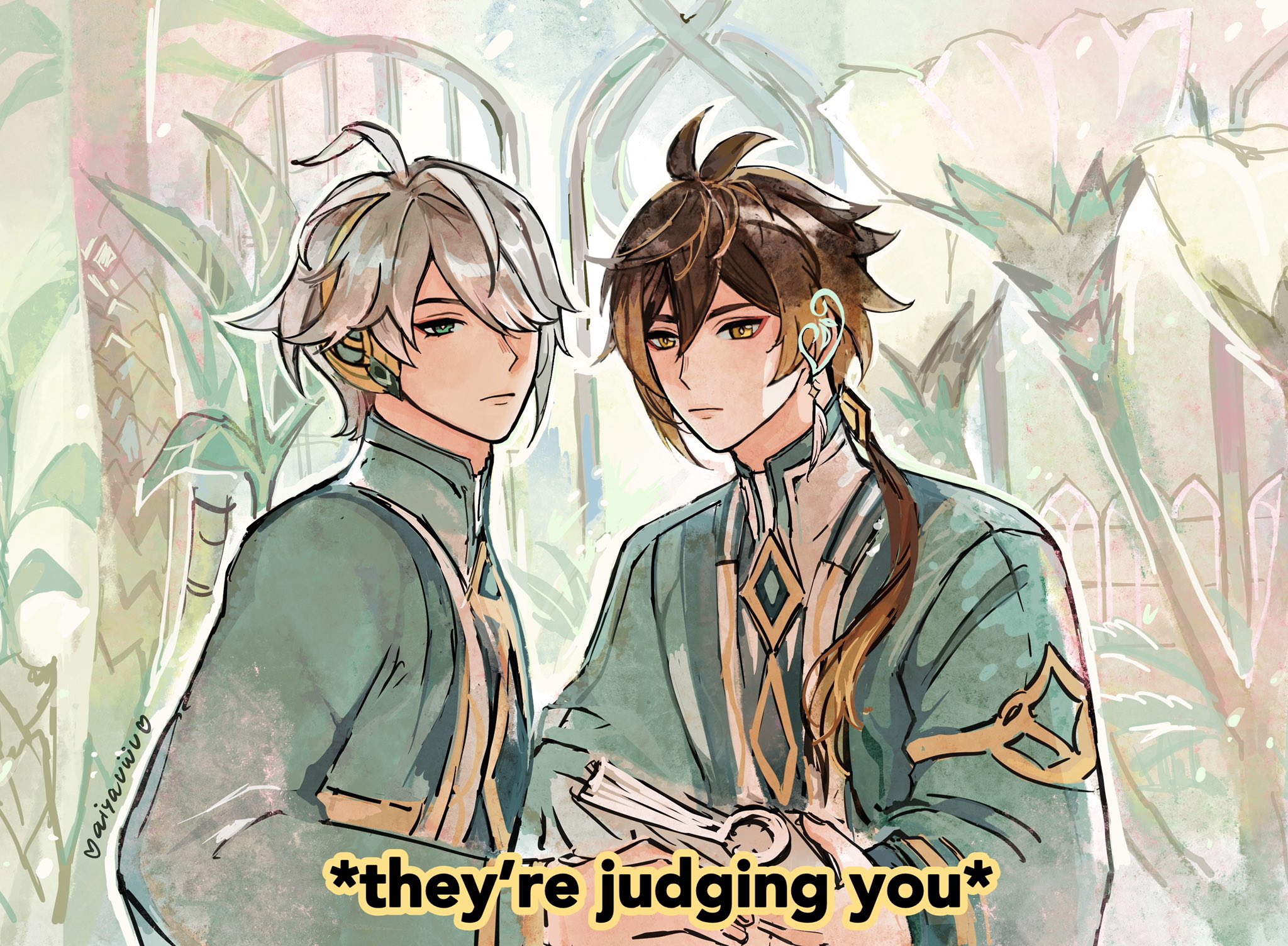 aiya on Twitter: "mint senpai🍃 & mocha senpai☕️ #alhaitham #zhongli https://t.co/5FB6dEQmLI ...