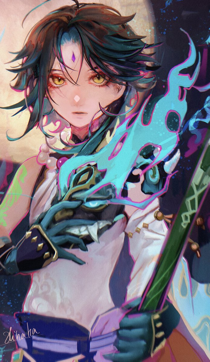 魈ショウ原神 「昔描いた魈の絵 再掲xiao 」hinakaのイラスト