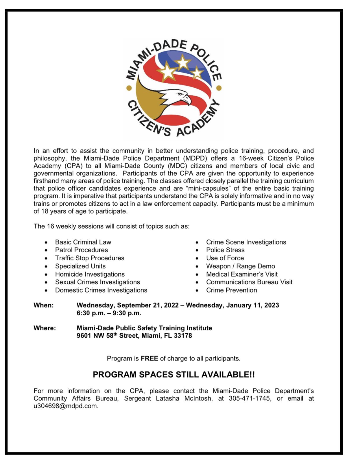 Police Academy Training Program