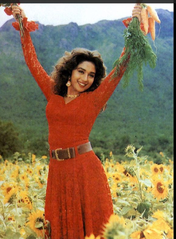 Madhuri Dixit In Hum Aapke Hain Kaun In Red Frock