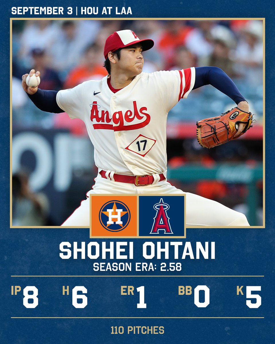 Talkin’ Baseball on Twitter: "Incredible outing from Shohei Ohtani against one of the best teams ...