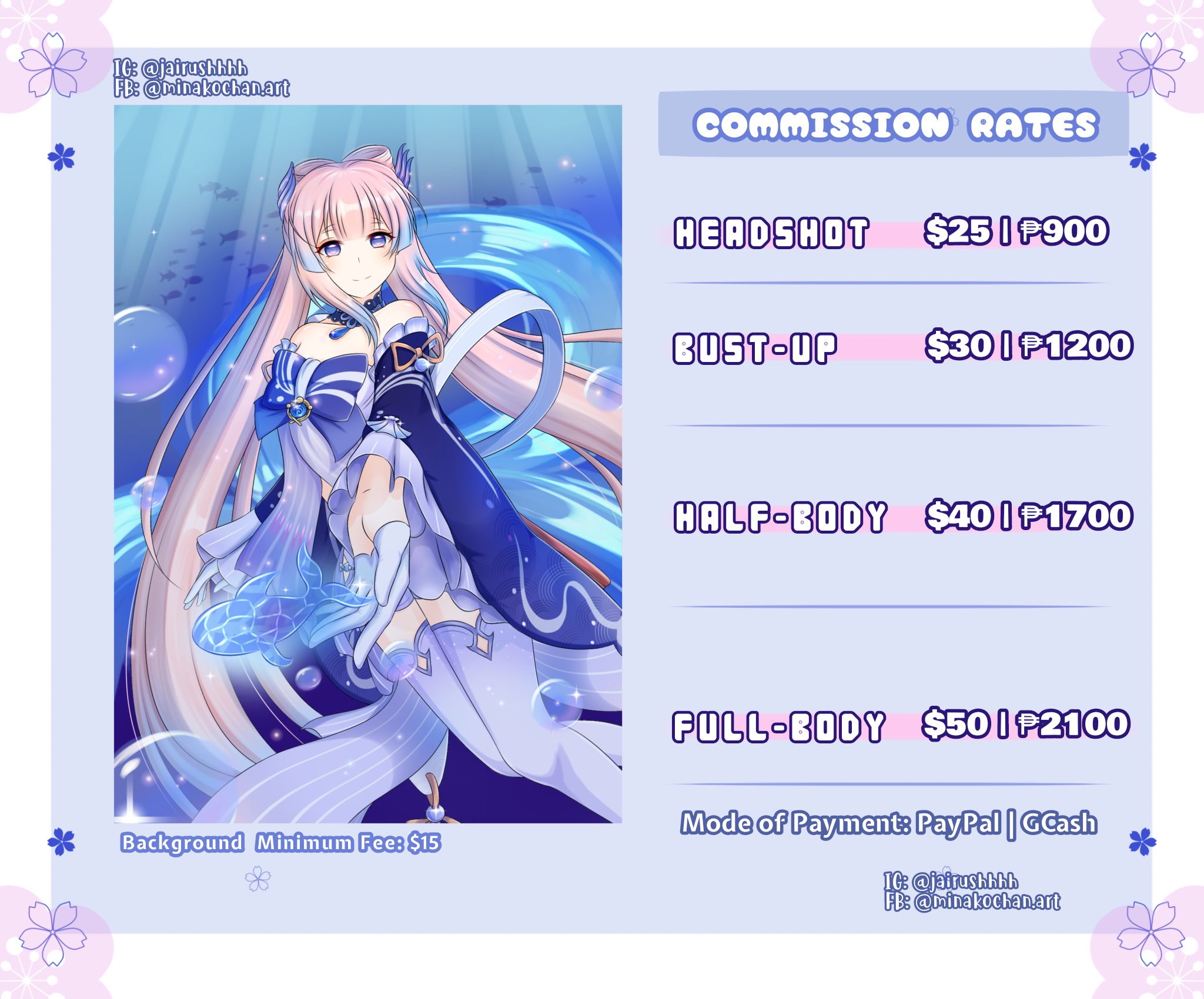 Jai 🌸♡ commissions open on Twitter: "🌸 UPDATED COMMISSION SHEET THREAD 🌸 I just updated my price ...