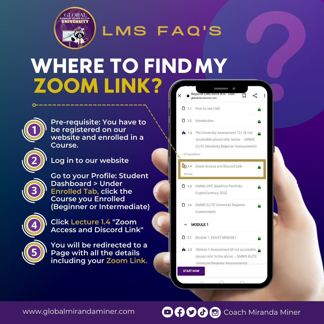 Global Miranda Miner Group on Twitter: " LMS FAQ: Where to Find the Zoom Link for our Bootcamp ...