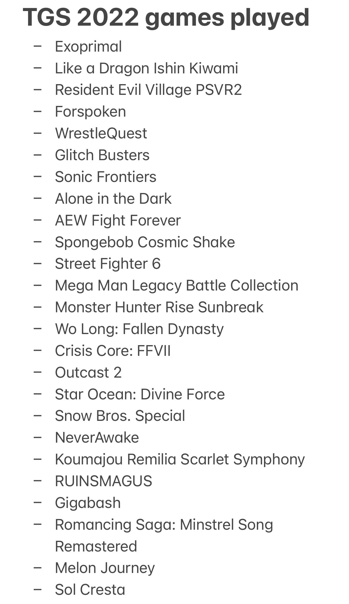 Hunter 🎮 on Twitter: "I played these 25 games at Tokyo Game Show 2022! What an amazing show! 🔥🔥💯 ...