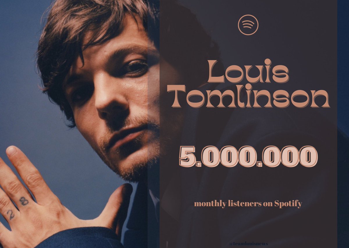 Team Louis News On Twitter Louis Tomlinson Has Now Surpassed 5 MILLION Monthly Listeners On team-louis-news-on-twitter-louis-tomlinson-has-now-surpassed-5-million-monthly-listeners-on