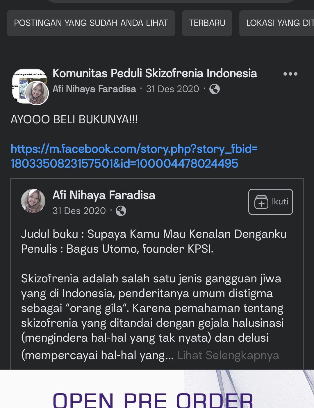 ravine on Twitter: "Kebetulan 2: Afi Nihaya dan Natali sama sama aktif di komunitas skizofrenia ...