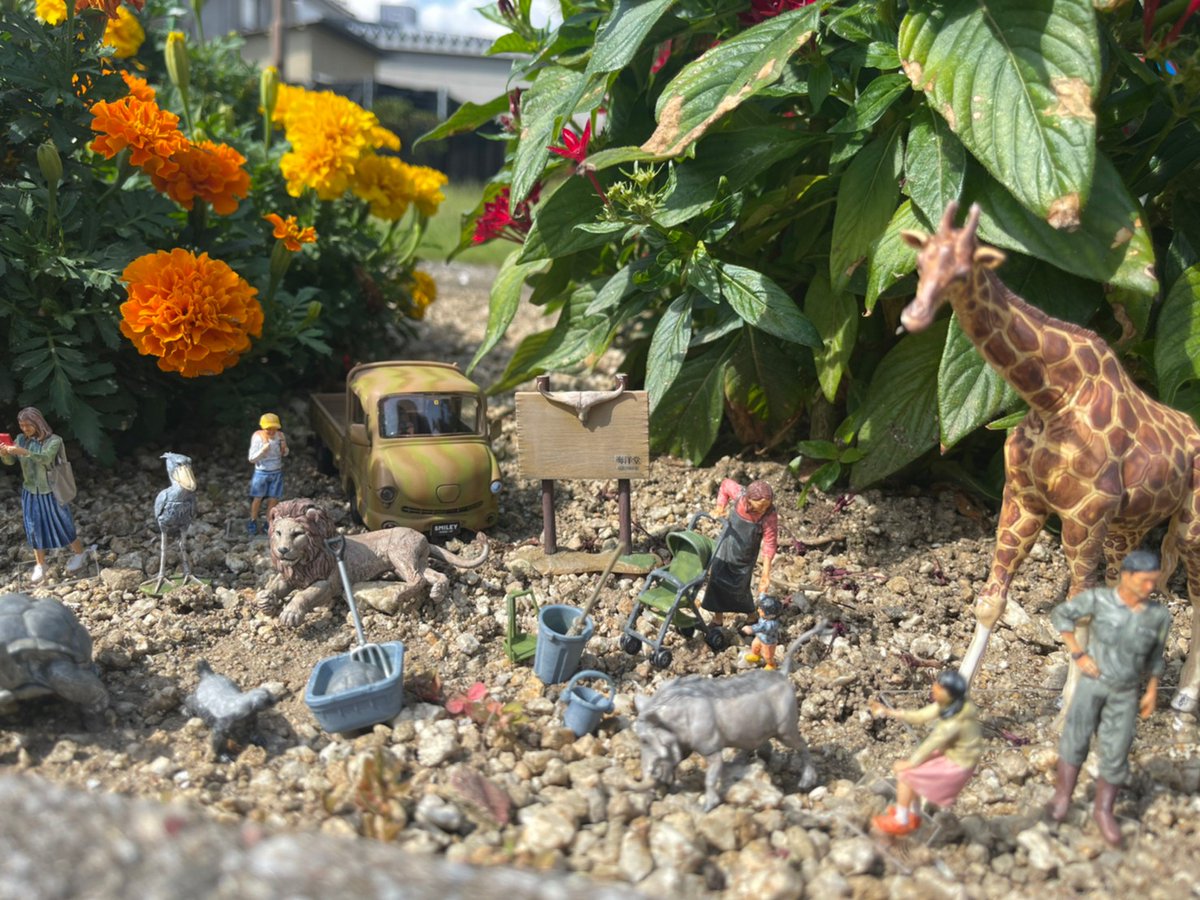 海洋堂ARTPLA on Twitter: "おはようございます☀ 社員が趣味で塗った #ARTPLA 観光客とキリンセットをお外で撮影してきました📸 3連休はあいにくのお天気ですが…… お家 ...