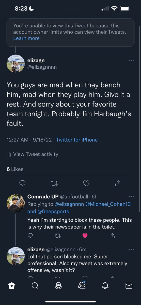 Comrade UP on Twitter: "RT @elizagnnnn: Hi @freep @freepsports I’m so sorry I hurt your reporter ...