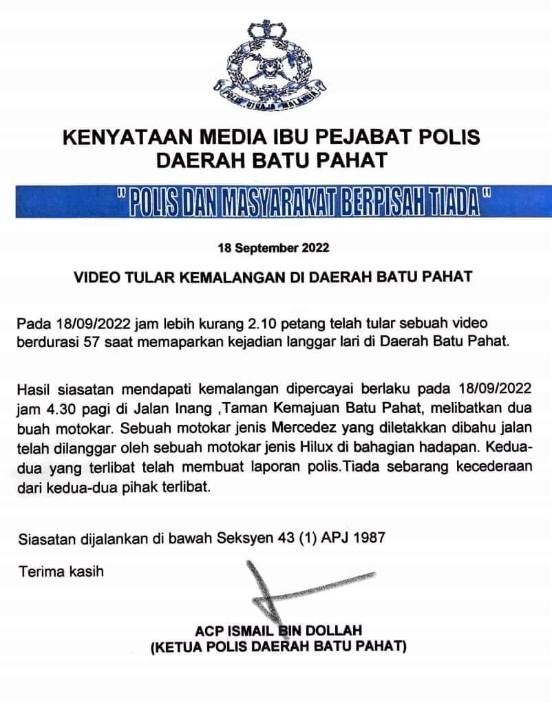 Polis Diraja M'sia on Twitter: "ISU TULAR: KENYATAAN MEDIA KETUA POLIS DAERAH BATU PAHAT Video ...