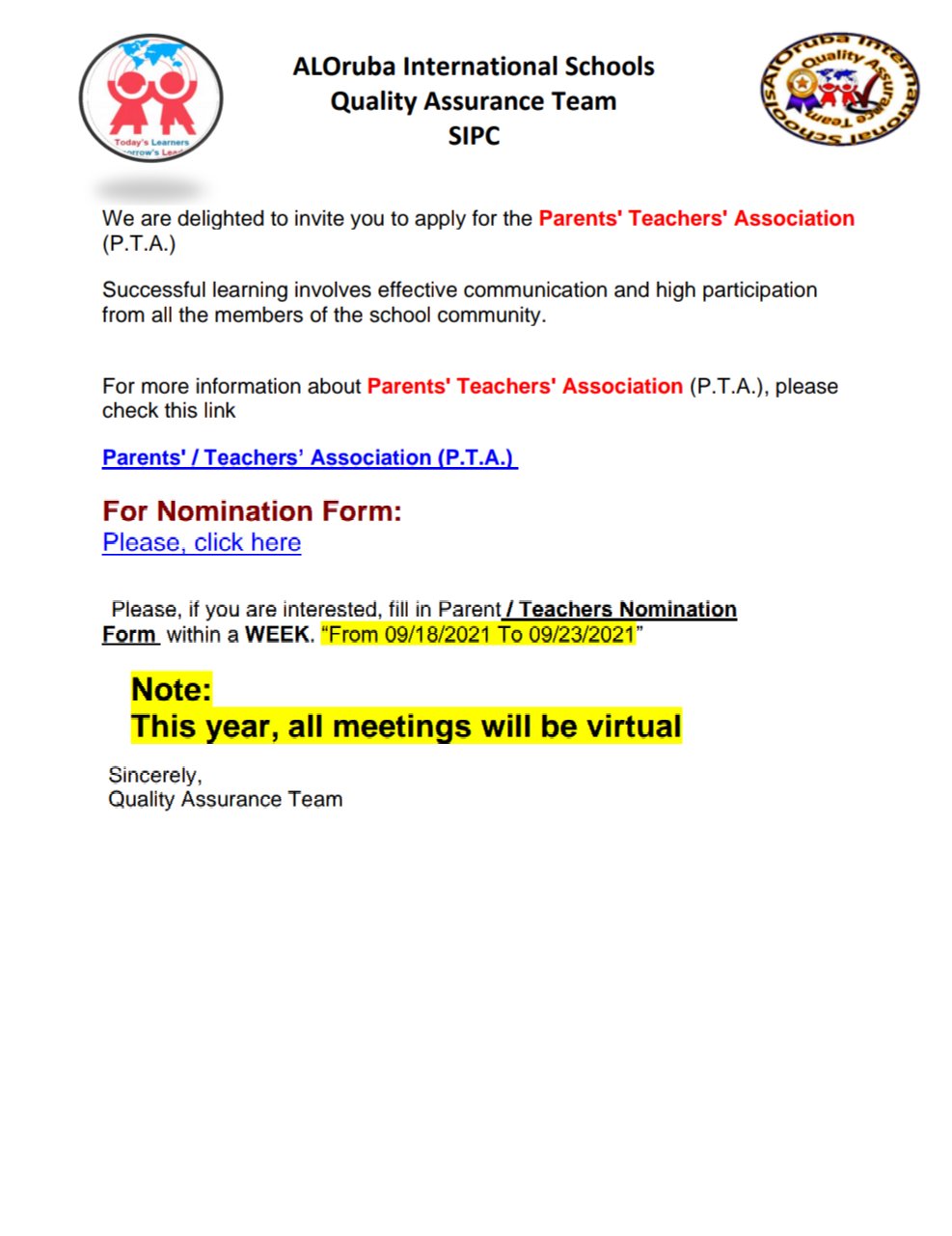 Al Oruba International Schools on Twitter: "OIS Parents' trachers' association PTA info https ...