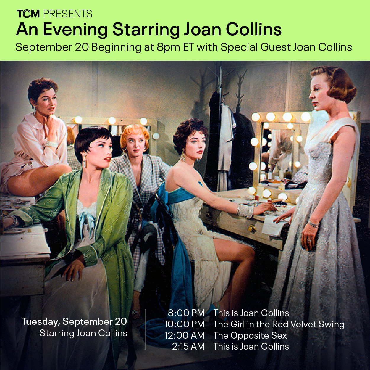 TCM on Twitter: "Join @Joancollinsdbe on 9/20 beginning at 8pm ET for an evening of her films ...