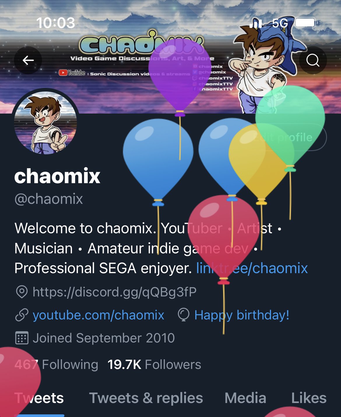 chaomix on Twitter: "Oh hey, it’s my birthday. Today is the one day of the year that nobody can ...