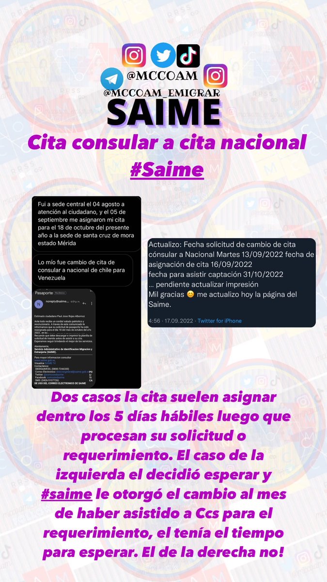 Mccoam on Twitter: "Cambio de cita consular a cita nacional se hace solo en #saime Atención al ...