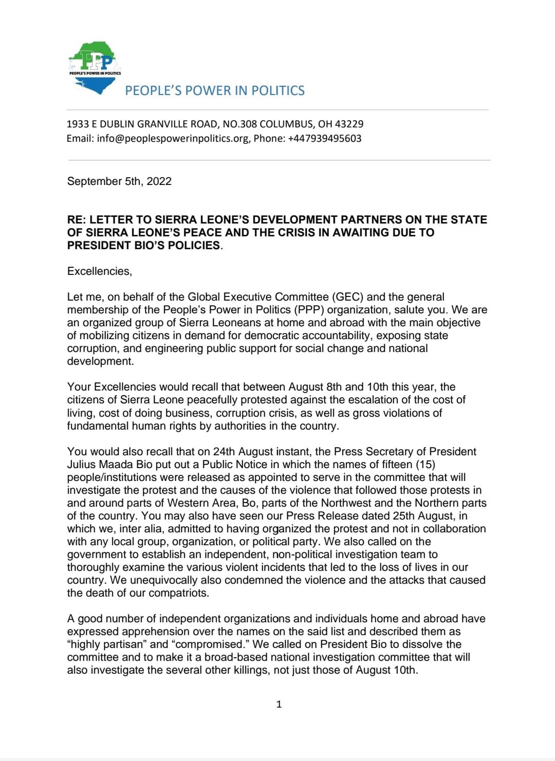 People's Power In Politics on Twitter: "PPP sent a letter to 🇸🇱’s ...