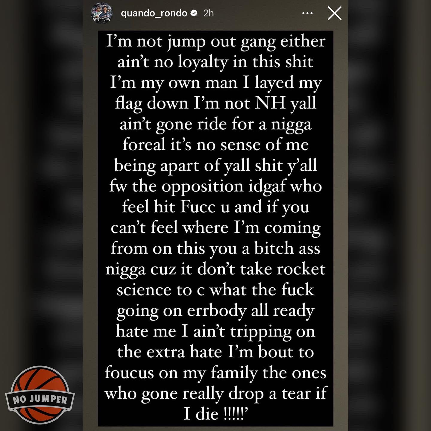 No Jumper on Twitter: "Quando Rondo Puts Down His Flag and Says He’s Not NeighborHood or Jump ...