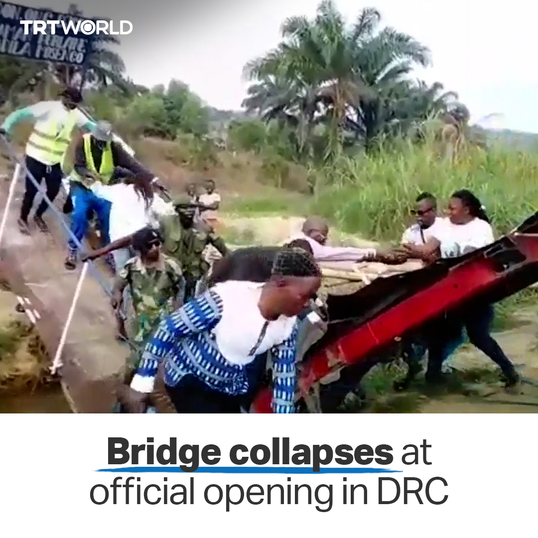 TRT World on Twitter: "A footbridge over a small river collapsed at the very moment it was being ...