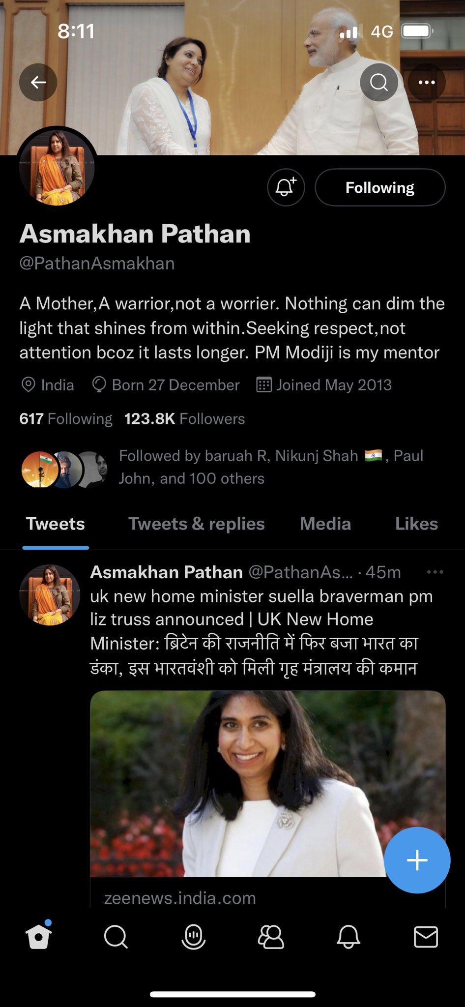 Ujjaval Shah on Twitter: "@narendramodi was her mentor, says her bio n on Monday NIA raided her ...